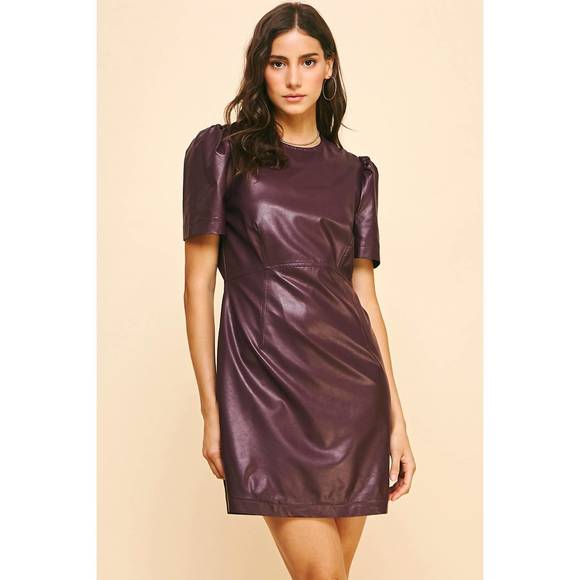 Pinch | Dresses | New Pinch Faux Leather Mini Dress In Deep Wine | Poshmark
